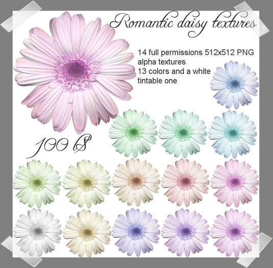 Second Life Marketplace - Romantic daisy cute PNG Alpha full perms textures