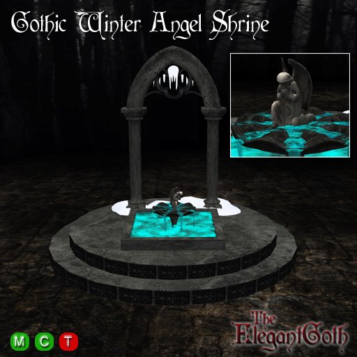 Second Life Marketplace - Gothic Winter Angel Shrine - Fountain and Statue