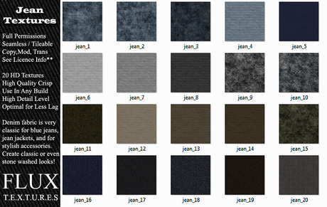 Second Life Marketplace - -FLUX- Jean Textures for Denim