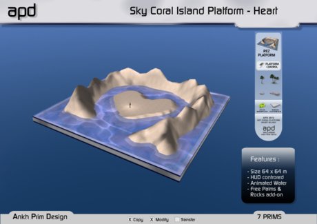 Second Life Marketplace - APD - Sky Coral Beach Island Platform - Heart ...