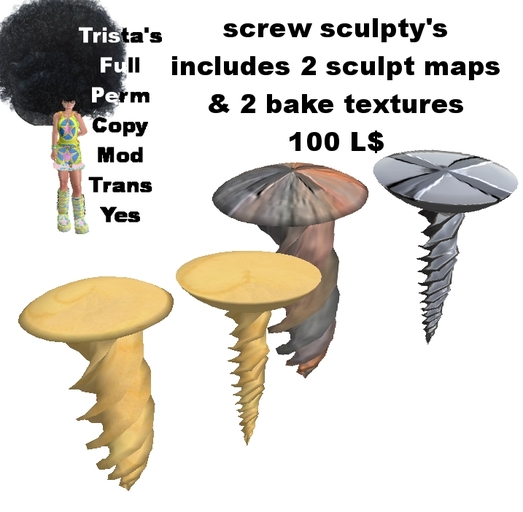 Second Life Marketplace - Screw sculpt maps with bake textures (BOXED)