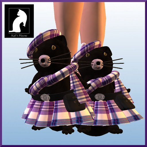 Second Life Marketplace - KM Kitty Slippers in purple tartan
