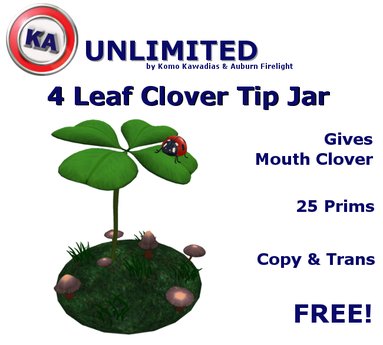 Second Life Marketplace - KA 4 Leaf Clover Tip Jar-Free Edition