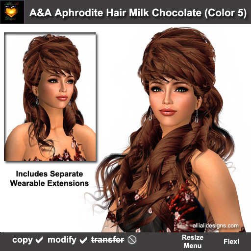 Second Life Marketplace - A&A Aphrodite Hair Milk Chocolate (Color 5 ...