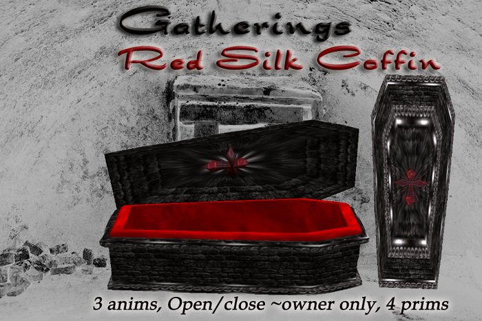 Second Life Marketplace - Gatherings Red Silk Vampire Coffin