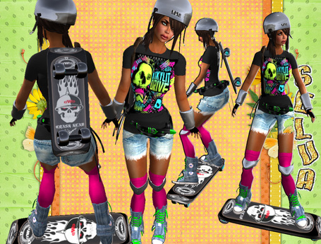 Second Life Marketplace - CLASSIC AVATAR-SKATE BOARD FEMALE OUTFIT-BOM