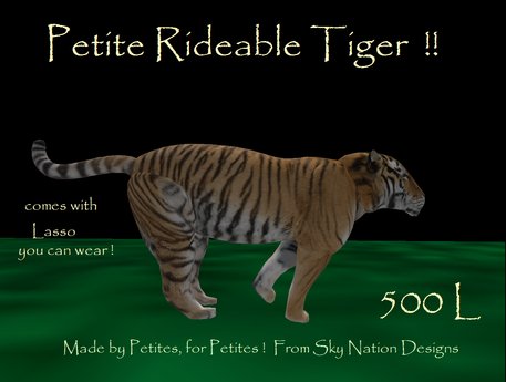 Second Life Marketplace - PETITE 1.9 Animated RIdeable Tiger3 w Sounds
