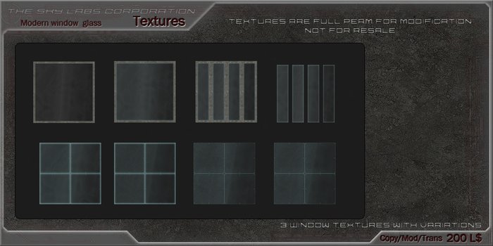 Second Life Marketplace - ))The Sky Labs Corp(( Modern window glass sign