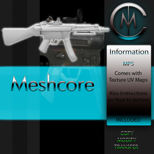 Second Life Marketplace - Meshcore - MP5 Full Mesh Weapon