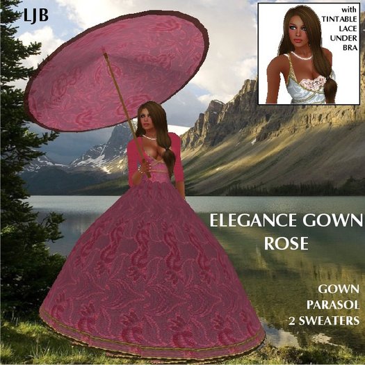 Second Life Marketplace - LJB - Elegance Gown - Rose Floral