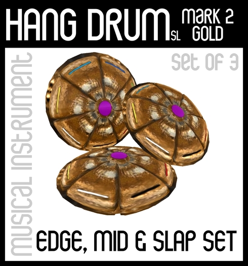 Second Life Marketplace - HANG DRUM 3 PACK - Mark 2 - Gold - EDGE - MID ...