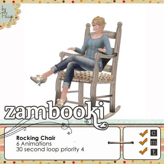 Second Life Marketplace - Zambooki Full Perm Rocking Chair Animations ...