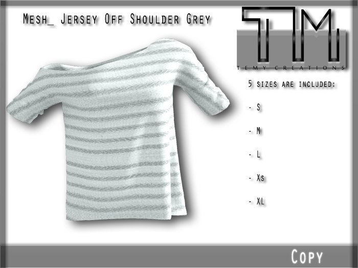 Second Life Marketplace - [TM] Mesh_ Jersey Off Shoulder Grey