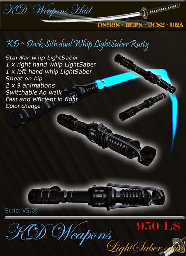 Second Life Marketplace - KD ~ BOX Dark Sith Whip lightSaber (rusty) V5.05