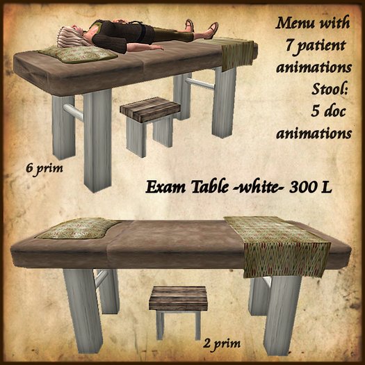 Second Life Marketplace - white Exam Table for Hospital,Infirmary ...