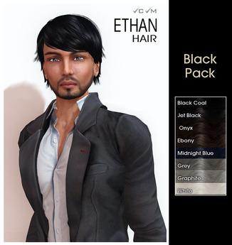 Second Life Marketplace - Amacci Hair ~ Ethan - Black Pack
