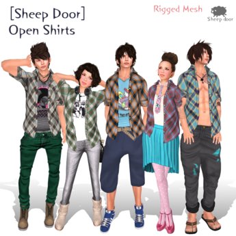 Second Life Marketplace - [Sheep Door] Open Shirts Blue