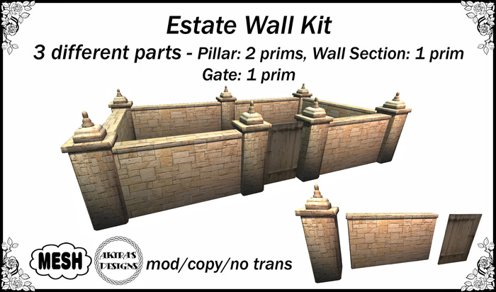 Second Life Marketplace - Estate Wall Kit by Akira Kinomis - Detailed ...