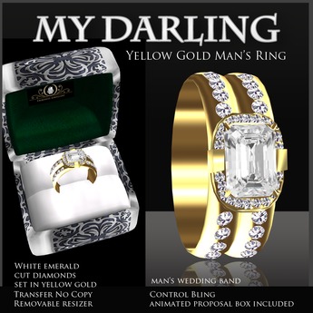 Second Life Marketplace - Exquisite My Darling Man's Ring Yellow Gold