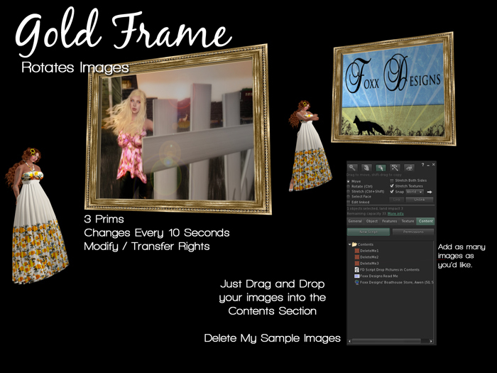 Second Life Marketplace - Gold Frame Slideshow - Dollarbie Gift - UPDATED