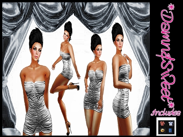Second Life Marketplace Damnandsweet Sexy Dress White Satin Corrugated