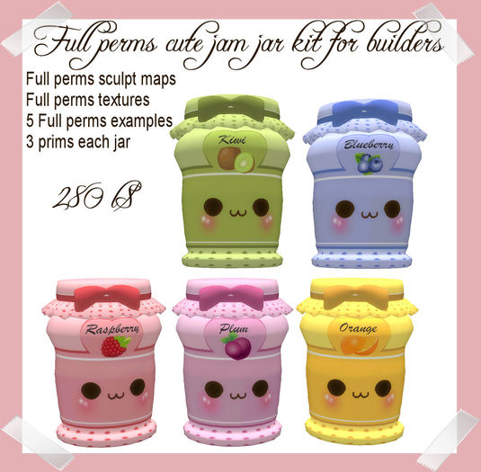 Second Life Marketplace - Full Perms cute Jam jar kit for builders