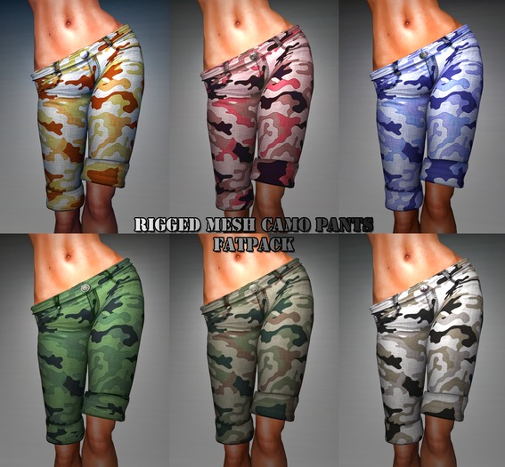 Second Life Marketplace Qc Mesh Camo Pants Fat Pack 6 Pants