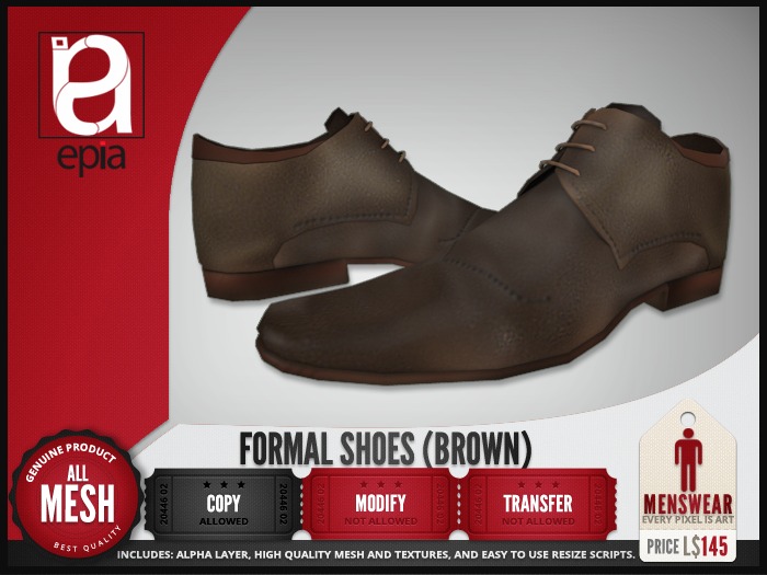Second Life Marketplace - (epia) - Formal Shoes BROWN