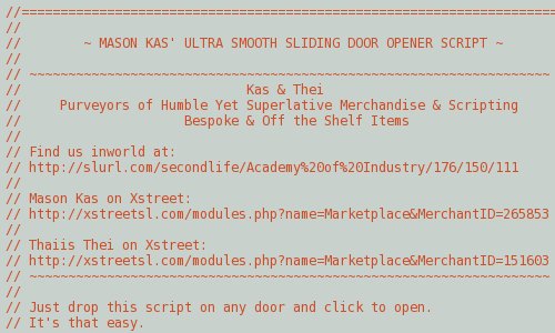 Second Life Marketplace - Mason Kas' Ultra Smooth Sliding Lockable Door ...