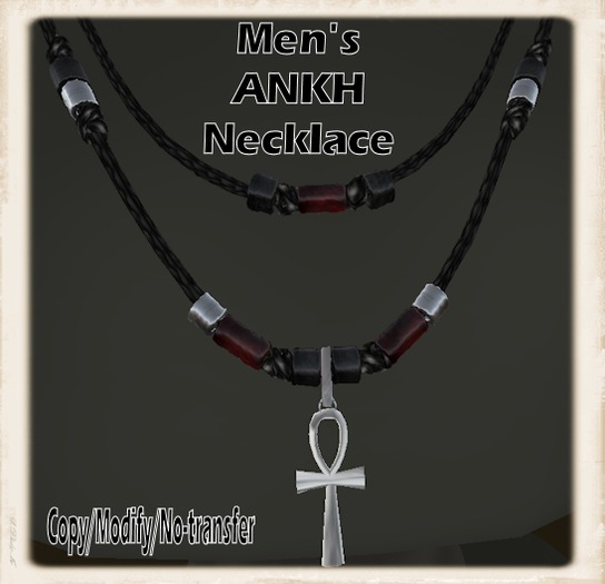Second Life Marketplace - *JVD* Men's Leather Corded Ankh Necklace