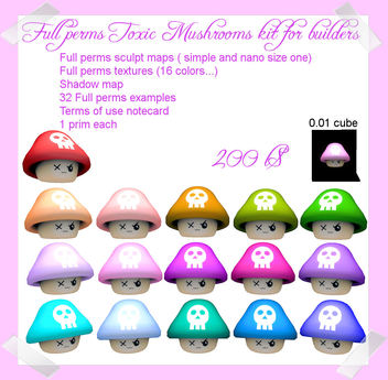 Second Life Marketplace - Full Perms Toxic Mushrooms kit for builders