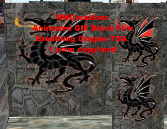 Second Life Marketplace - Animated GIF Black Fire Breathing Dragon TGA ...