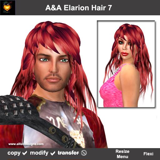 Second Life Marketplace - A&A Elarion Hair 7 (from Value Pack). Unisex ...