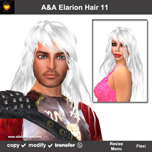 Second Life Marketplace - A&A Elarion Hair 11 (from Value Pack). Unisex ...