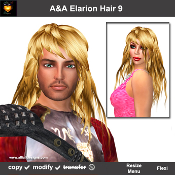 Second Life Marketplace - A&A Elarion Hair 9 (from Value Pack). Unisex ...