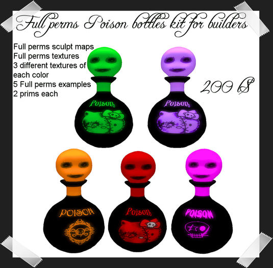 Second Life Marketplace - Full Perms Poison bottles kit for builders