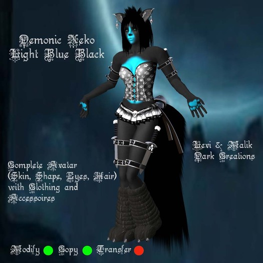 Second Life Marketplace - Demonic Neko Light Blue Black