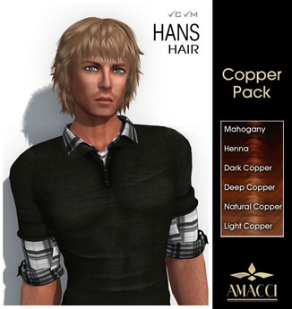 Second Life Marketplace - Amacci Hair ~ Hans - Copper Pack