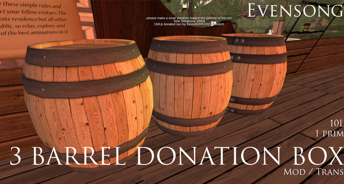 Second Life Marketplace - Evensong 3 Barrel Donation Box [BOXED]