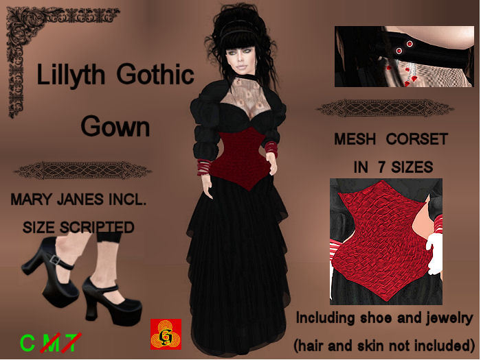 Second Life Marketplace - GenNirva - Lillyth Gothic Gown