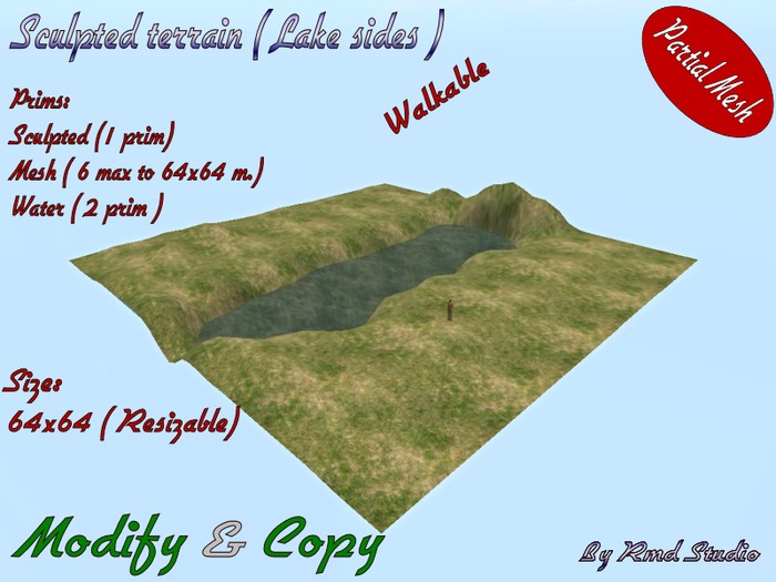 Second Life Marketplace - Terrain 2 sides lake ( Sculpt & mesh )