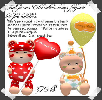 Second Life Marketplace - Full Perms Celebration bears fatpack kit for ...