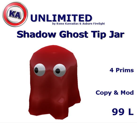 Second Life Marketplace - KA Pac Man Ghost (Shadow) TIp Jar