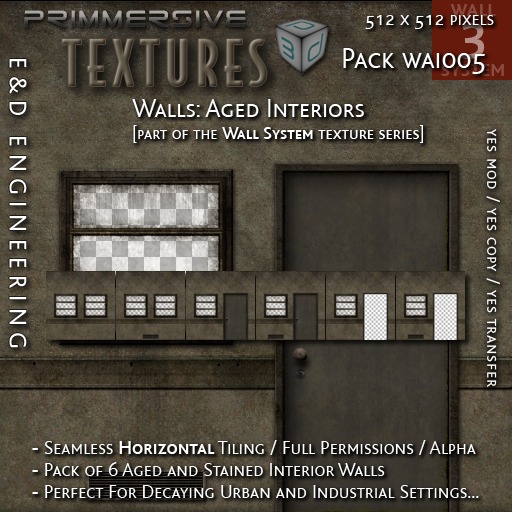 Second Life Marketplace - [WAI005.3] 6 Aged Wall Textures Urban ...