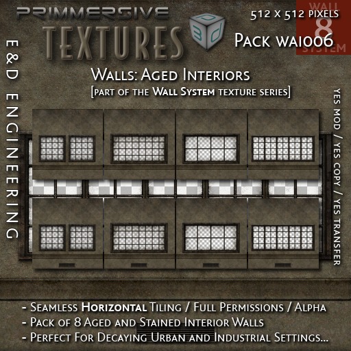Second Life Marketplace - [WAI006.8] 8 Aged Wall Textures Urban ...