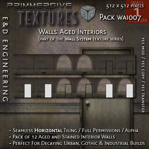 Second Life Marketplace - [WAI007.1] 12 Aged Wall Textures Urban ...