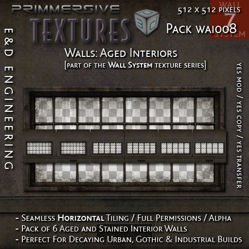 Second Life Marketplace - [WAI008.7] 6 Aged Wall Textures Urban ...