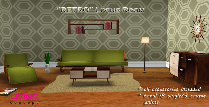 Second Life Marketplace - PROMO .::LIVING concept::. Retro Living Room