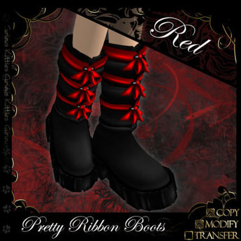 Second Life Marketplace - =^.^= Curious Kitties - Pretty Ribbon Boots - Red