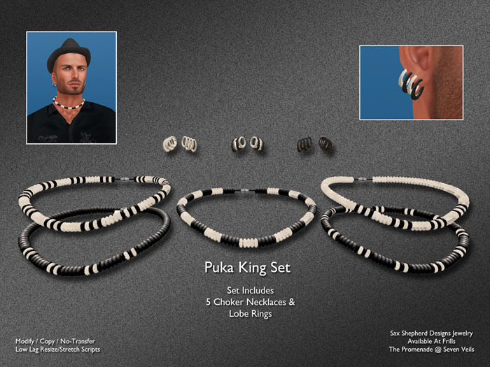 Second Life Marketplace - !SSD ~ Frills ~ Puka King Jewelry Set
